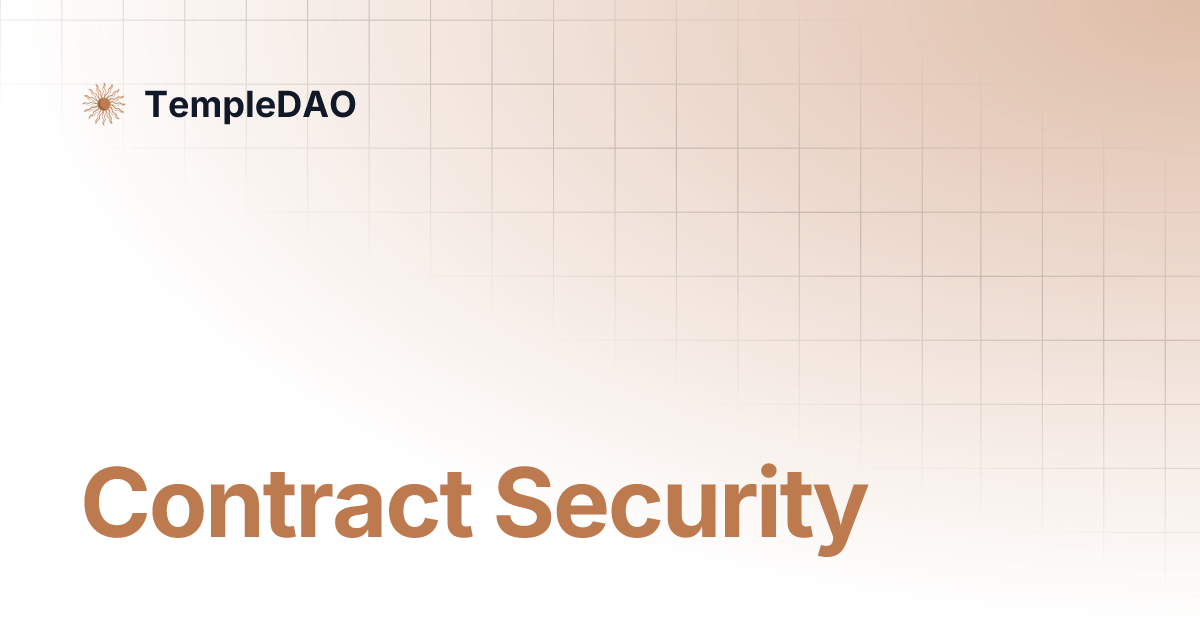 Contract Security | TempleDAO
